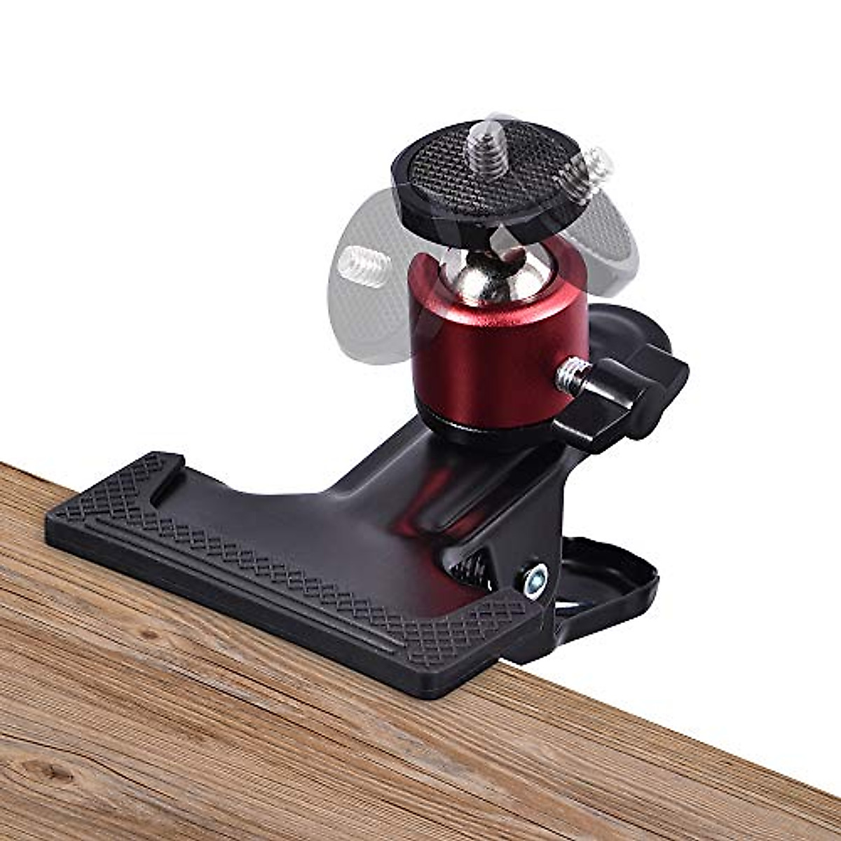 UTEBIT Heavy Duty Tripod Camera Mount Clip Clamp with 360 Degree Swivel Mini Ballhead 2 Pack Photography Accessories Clamp 1/4'' Screw Black Spring Clamp for DSLR Video Photoshoot Studio