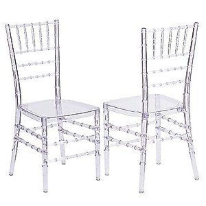YaocongFurniture Transparent Ice Crystal Chair (2 Pack) Party Event Wedding Chairs,Acrylic Ghost Chairs,Flash Elegance Stacking Chiavari Chair,Clear Chair