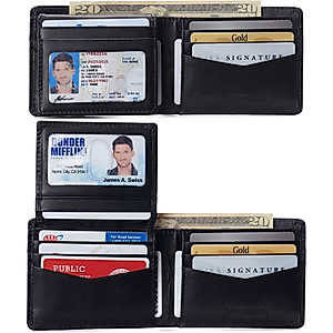 Alpine Swiss RFID Connor Passcase Bifold Wallet For Men Leather Comes in a Gift Box Smooth Finish Black