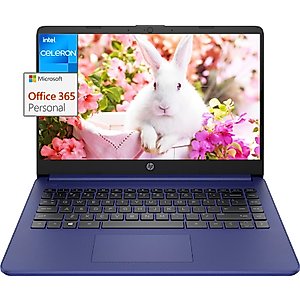 hp 2023 New 14" HD Screen Student Laptop, 12 Hours Long Battery Life,16GB RAM, 320GB Storage(64GB eMMC+256GB Micro SD Card), Quad-Core Intel Celeron N4120, UHD Graphics, WiFi, Blue, Windows 11 Home