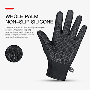 TEMEI Winter Waterproof Glove for Men and Women with Light Touchscreen Texting Fingers, Windproof Anti Slip Heated Glove Hands Warm for Bike, Hiking, Ski (Small, Black)
