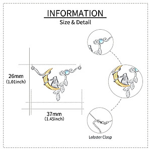 YAFEINI Bunny Necklace Sterling Silver Moon Rabbit Pendant Bunny Jewelry Gifts for Mum Women