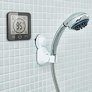 Shower Clock Waterproof Wall Clock Bathroom Clock Sunsbell Shower Cock Digital Temperature Humidity Display with Suction Cup, Touch Screen Timer for Kitchen Bathroom