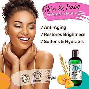 naissance Certified Organic Apricot Kernel Oil 8 fl oz - 100% Pure Natural Cold Pressed Vegan, Hexane Free, No GMO - Ideal as a Massage Base Oil - Moisturizes & Conditions Hair & Skin
