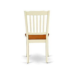 East West Furniture DODA7-BMK-W 7PC Rectangular 60/78 inch Table with 18 in Leaf and 6 Vertical slatted Chairs