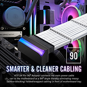 EZDIY-FAB ATX 24-pin 90 Degree Power Connector 5V 3 Pin ARGB Rainbow Female to Male Power Supply/Power Adapter for Computer Motherboard -1 Pack