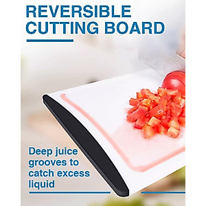 Cutting Board, Cutting Boards for Kitchen set of 3, Black Chopping Board Dishwasher safe, Easy Grip Non-slip Handle Border with Juicy Groove, Reversible, Chopping Food, Baking, Cooking Meat.