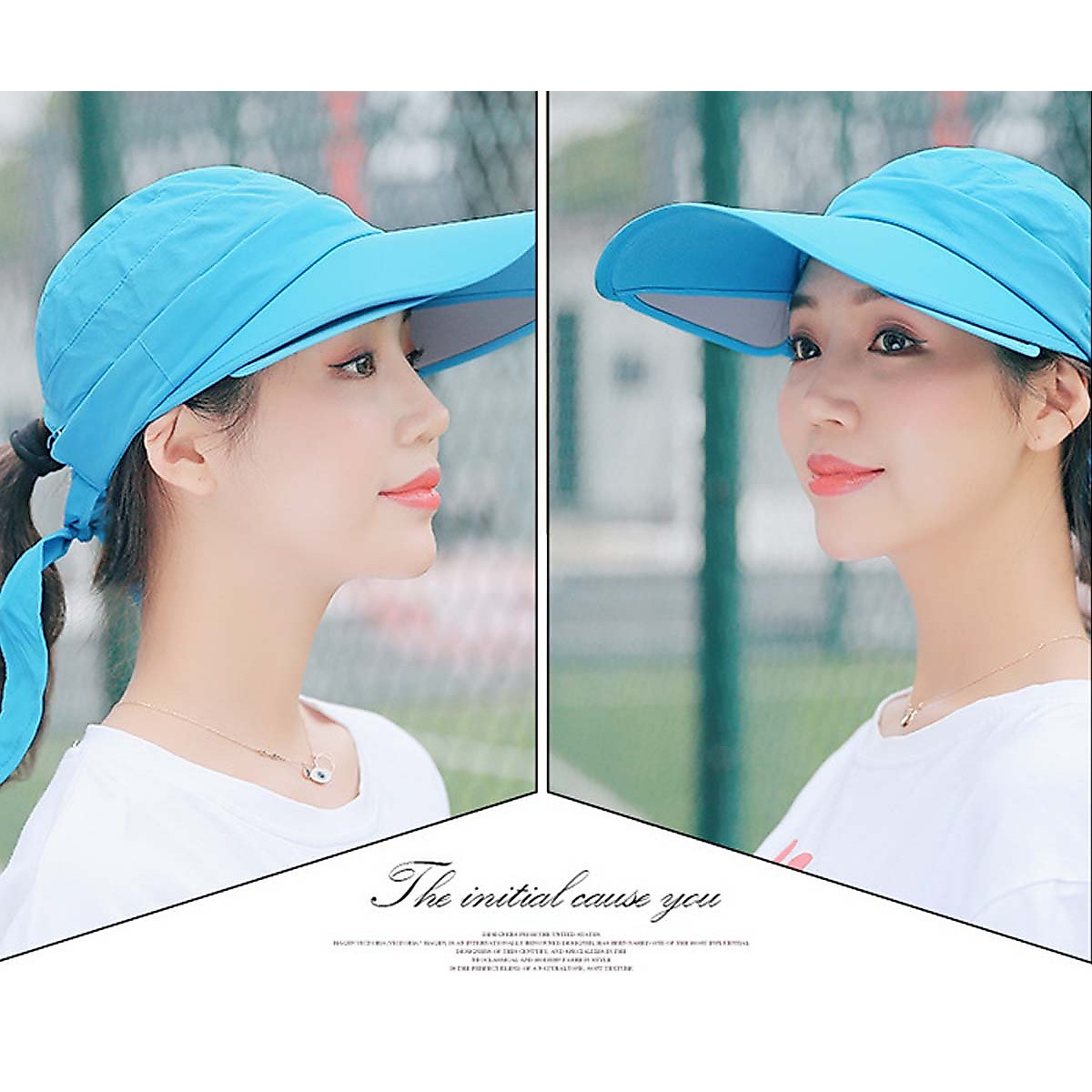 YEKEYI Sun Hats Wide Brim Beach Fishing Hat Baseball Cap UPF 50+ Anti UV with Retractable Visor Unisex Blue