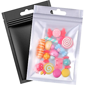 200 Pieces Mylar Bags Smell Proof Bags Resealable Bags Aluminum Foil Food Storage Bags Flat Metallic Mylar Foil Flat Zipper Food Storage Pouch()