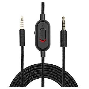 G Pro Audio Aux Cable for Logitech G433/G233/G Pro/G Pro X Headphones Audio Extension Cable with  Inline Mute Switch and Volume Controller Button(Black, 2m)