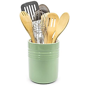 Kook Utensil Holder, Kitchen Utensil Holder, for Kitchen Counter, Ceramic, Premium Kitchen & Dining, Utensil Organizer, Countertop Organizer, Kitchen Counter Decor, 5.3”, Dishwasher Safe (Mint)