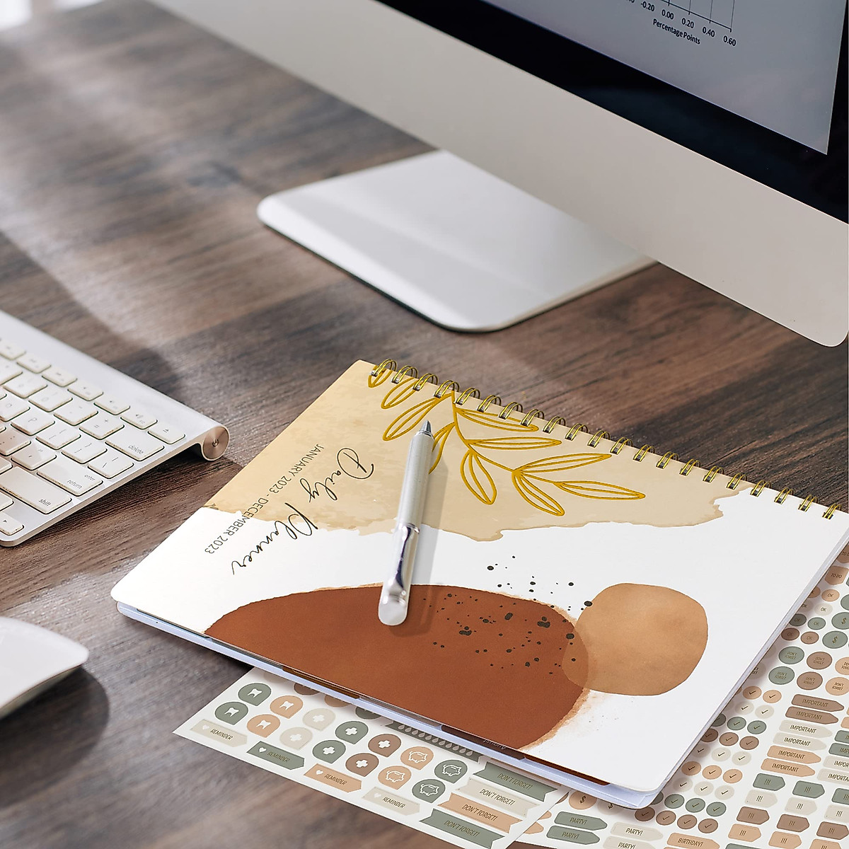 Simplified 2023 Daily Planner - Beautiful 8.5" x 10.5" Abstract Planner Notebook With Weekly And Monthly Spreads for Easy Planning - Perfect To Organize All Your Tasks and Boost Productivity