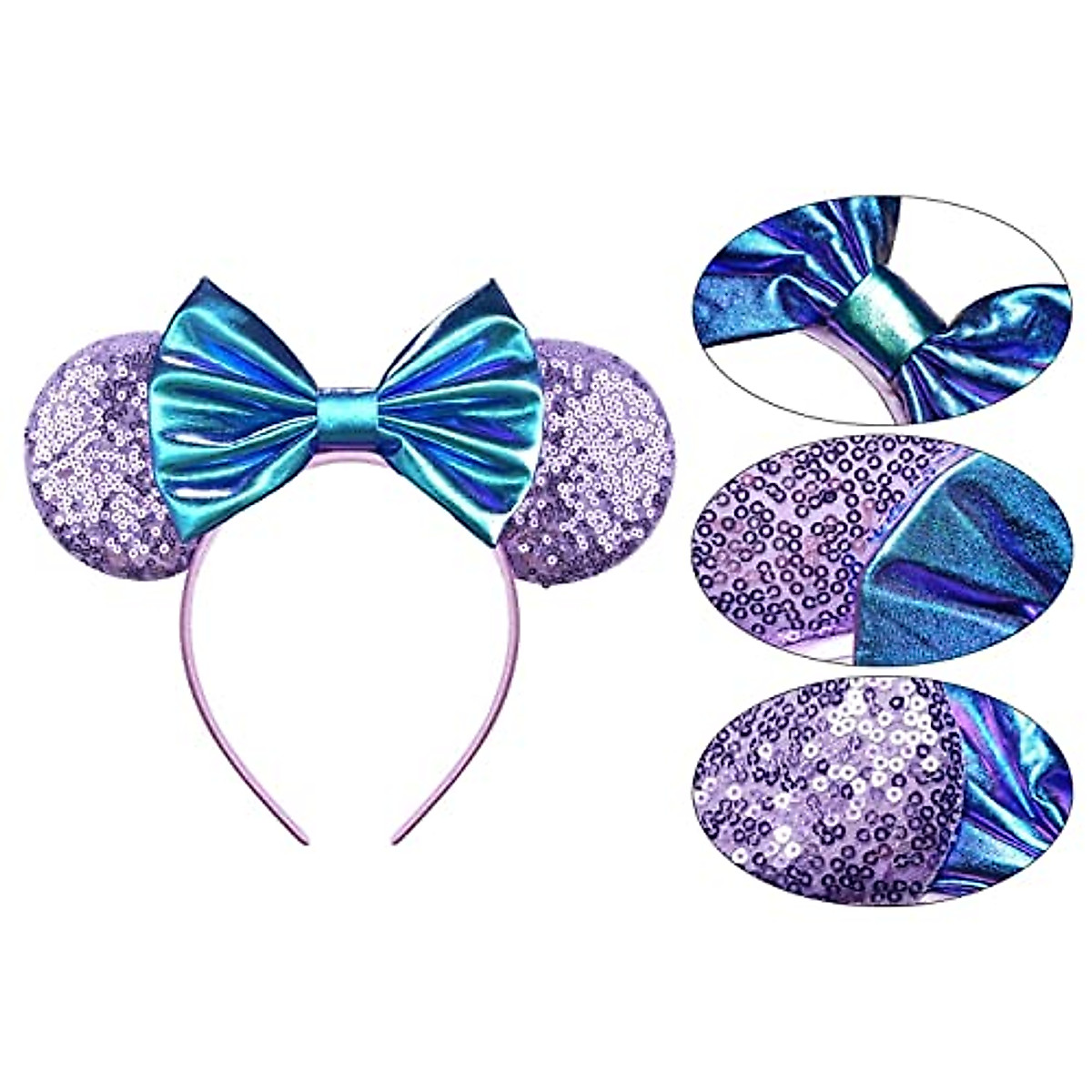 TUTKIMUS Mouse Ears for Women, Classic Sequin Headbands Suitable Amusement Park Trips Cosplay Costume Princess Decoration Party Favors