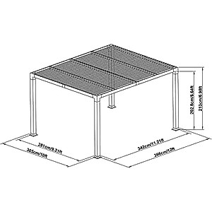 Sunjoy Outdoor Pergola 10 x 12 ft. Steel Frame Pergolas with Nature Wood Grain Finish for Patio, Garden and Backyard Activities by SummerCove