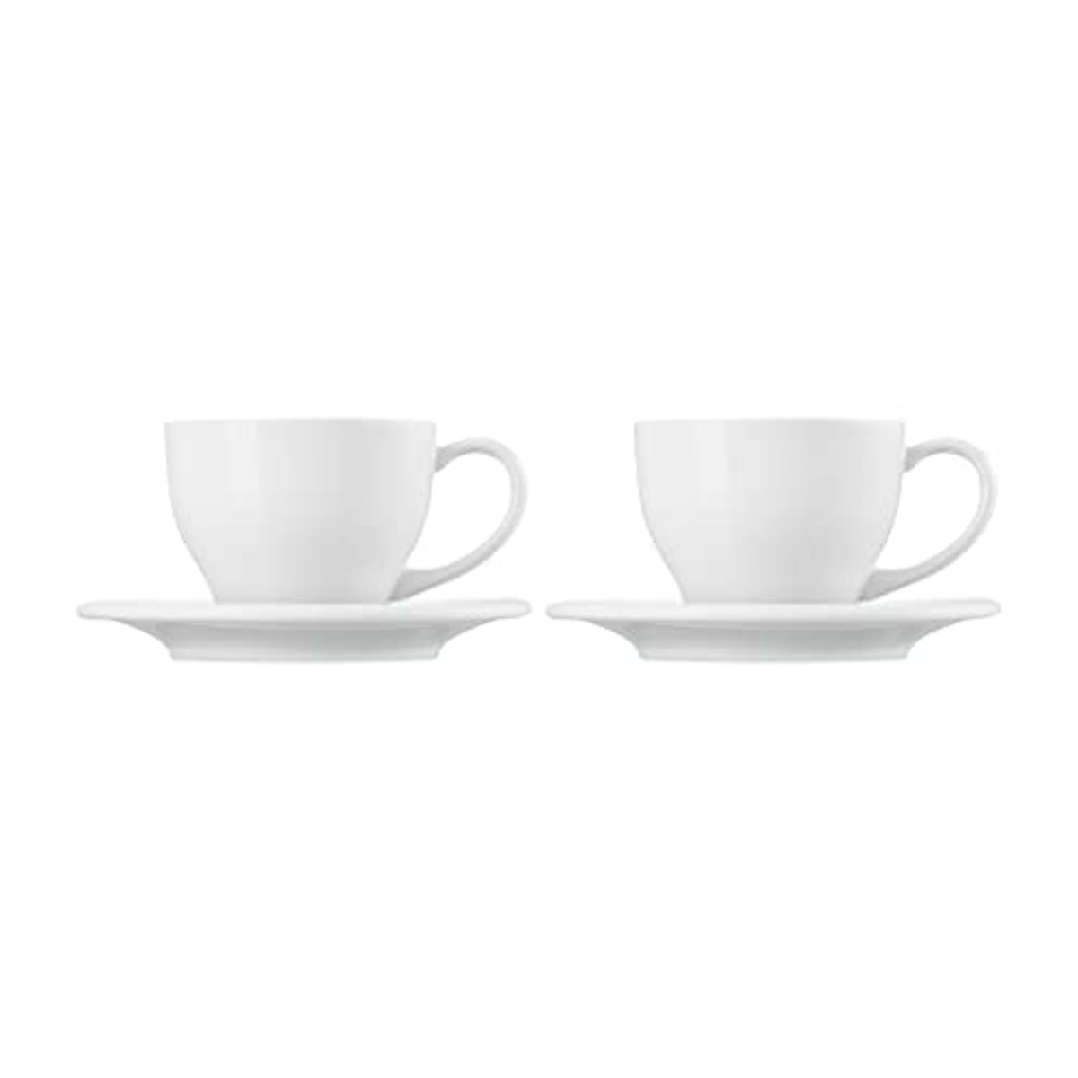 Le Creuset Stoneware Set of 2 Cappuccino Cups and Saucers , 7 oz. each, White