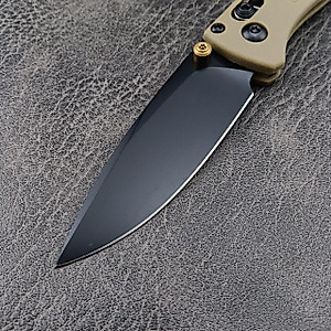 6.5in Mini Folding Knife - Axis Lock Pocket Knife with 7Cr17Mov Steel Black Blade and Glass Reinforced Nylon Handle, Thumb Stud，Belt Clip, for EDC Camping Hunting