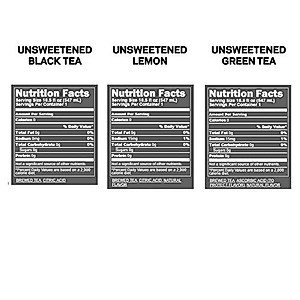 Pure Leaf Iced Tea, 0 Calories Unsweetened Variety Pack, 18.5 Fl Oz (Pack of 12)