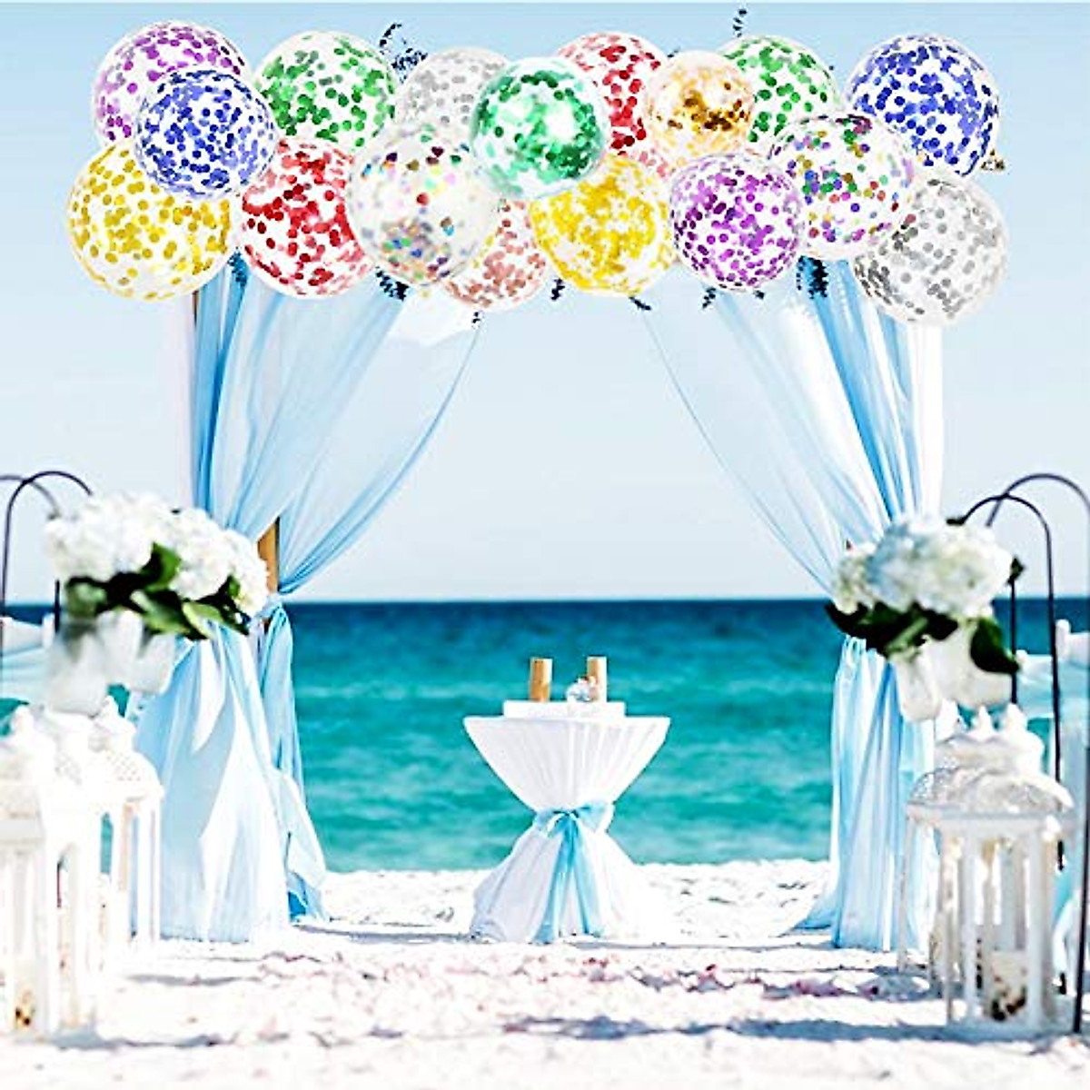 50 Pcs Fun Confetti Balloons Kit,12inch Multicolored Sequins Party Balloons Rich Color Latex Balloons for Kid Birthday Shower Wedding Christmas New Year Decoration