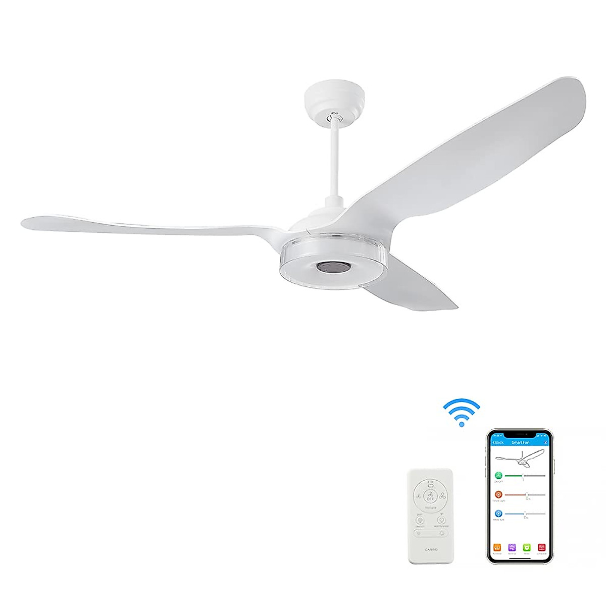 TRIFECTÉ 56 Inch Indoor Ceiling Fan with Light and Remote, Smart Ceiling Fan Compatible with App/Alexa/Google/Siri, Low Profile Ceiling Fan with 10-Speed Reversible Quiet DC Motor, ETL Listed (White)