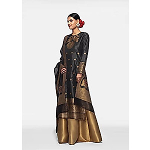 Elina fashion Indian Kurti for Womens With Palazzo & Dupatta | Ethnic Art Silk Readymade Kurtis Stitched Kurta For Women Black