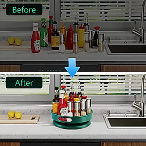 YUENZILN Lazy Susans Organizer , Monolayer Turntable, Rotary Table Top Seasoning Rack, Used for Bathroom, Kitchen, Tableware,Cabinet, Table Top Organization, (Green)