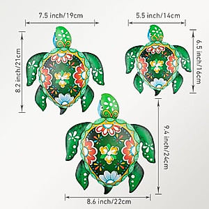 Dreamskip 3 Pack Sea Turtle Wall Decor, Ocean Outdoor Metal Wall Art, Beach Themed Coastal Decorations for Bathroom, Patio, Pool, Fence