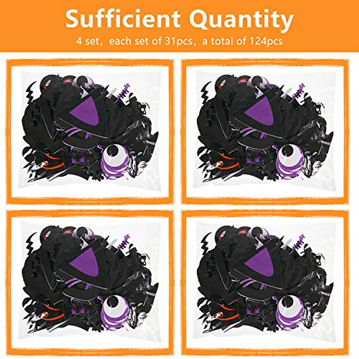 124 Pieces Halloween Foam Stickers Eva Halloween Pumpkin Decorating Craft Stickers DIY Pumpkin Shape Stickers Kit for Halloween Party Supplies Trick Or Treat Party Favors