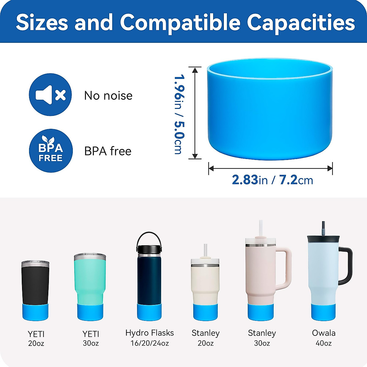 Prurex 2 PCS Silicone Protective Boot Compatible with Stanley Quencher H2.0 20 &30 oz,Bottom Sleeve Cover Fits All 2.75-2.85" Bottom Bottle & Tumblers, Anti-Slip, BPA-Free (Rose Red)