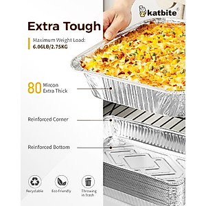 katbite Heavy Duty 9x13 Aluminum Pans (10-Pack) - Premium Disposable Foil Baking Pans for Cooking, Heating, Storing & Prepping Food