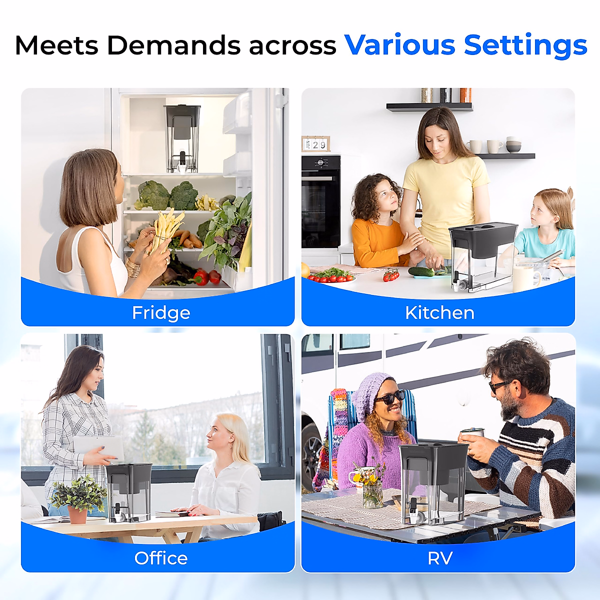 Waterdrop 35-Cup Slim Water Filter Dispenser, Large Capacity, 200-Gallon Long-Life, Faster Filtration, Reduces Chlorine, PFOA/PFOS and More, BPA Free, Black (with 1 Filter)