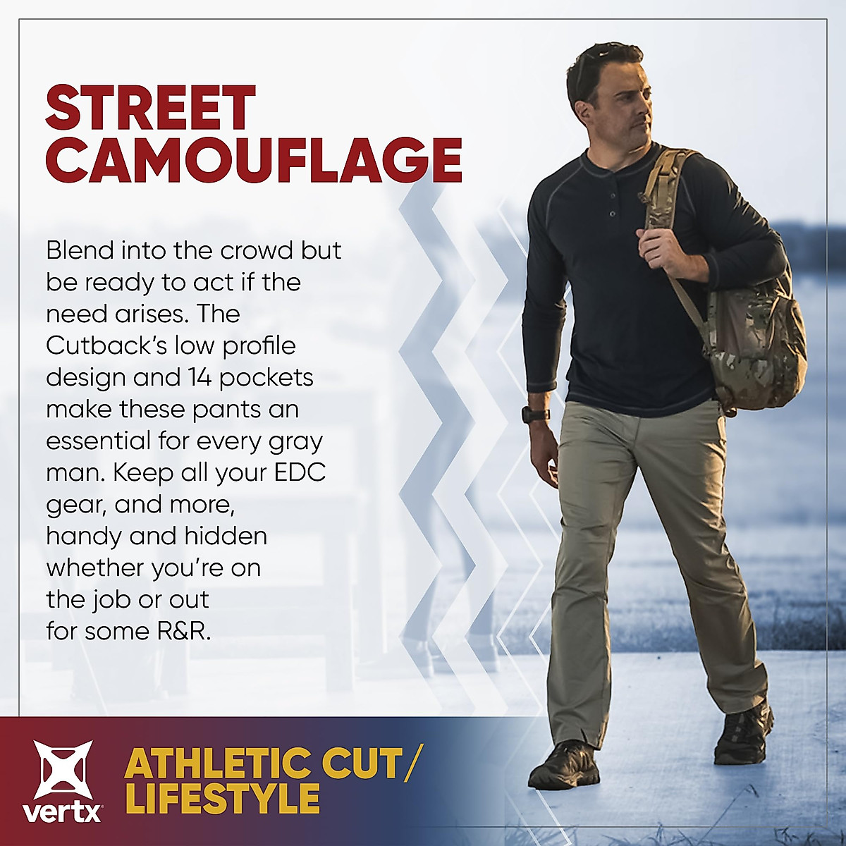 Vertx Men's Standard Cutback Technical Pants Tactical Gear with Pockets Lightweight Stretch Quick Dry Odor Control Athletic Cut Outdoor Pant, Shock Cord, 32x30