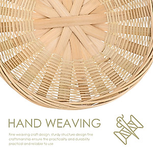 Luxshiny Rattan Storage Basket Decorative Woven Basket with Lid Pumpkin Shape Round Wicker Box Egg Holder Organizer Bin Pot Container for Snack Chess Fruit Makeup S