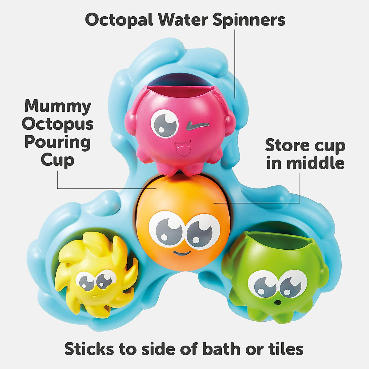 Toomies Tomy Spin & Splash Octopals Toddler Bath Toy You Pour and They Spin & Splash