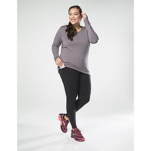 No nonsense Women’s Leggings with Pockets, High Waisted Soft Cotton Leggings, Black, 1X