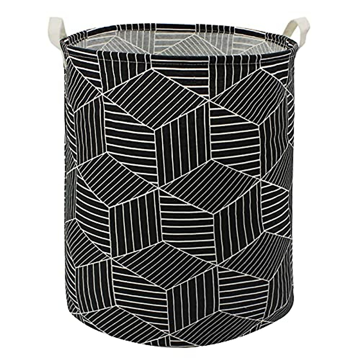 Mziart 19.7" Large Geometric Printed Foldable Laundry Hamper Bag Laundry Basket Sorter, Canvas Fabric Storage Basket Bin Home Organizer Containers for Nursery Baby Kids Toys