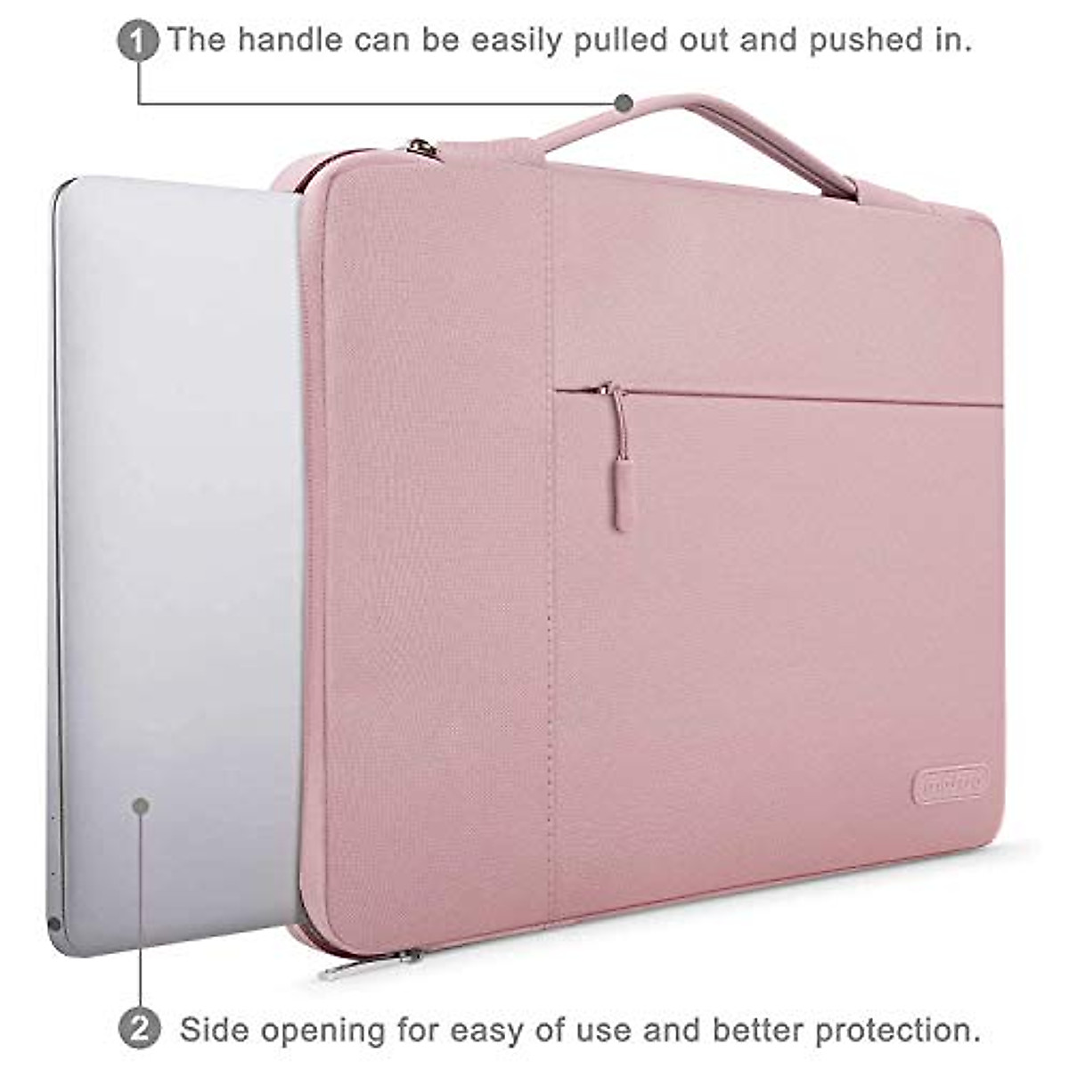 MOSISO Laptop Sleeve with Corner Protection Compatible with MacBook Air/Pro, 13-13.3 inch Notebook, Compatible with MacBook Pro 14 2023-2021 A2779 M2 A2442 M1, Polyester Briefcase Bag, Pink