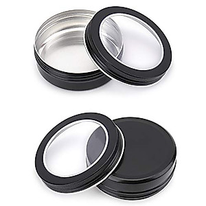 Foraineam 30 Pack 4 Ounce Round Tins Screw Lids Tin Cans with Clear Window Matte Black Metal Spice Containers Aluminum Travel Storage Jars for Kitchen, Office, Gifts, Candies