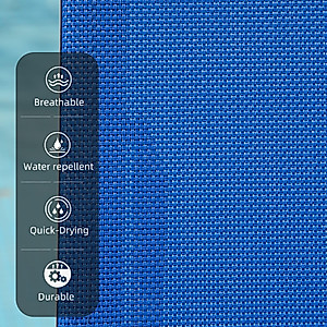 Domi Patio Chaise Lounge Set, Aluminum Pool Lounge Chairs with 5 Adjustable Position, Breathable Textilene Fabric, Sunbathing Pool Chairs with Headrest and Side Table, Blue