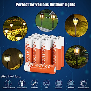 REACELL 24 Packs AA Rechargeable Batteries, 1.2V NiMH Rechargable Solar AA Battery for Household Devices, Outdoor Solar Lights, Toys, Garden Lights, 1200mAh Double A Battery