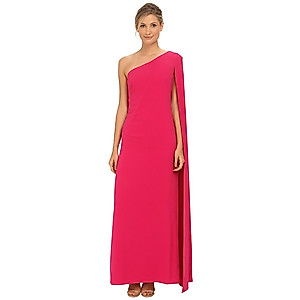 Jill Jill Stuart Women's Cape One-Shoulder Gown, Hot Pink, 2