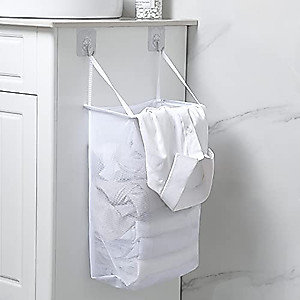 Valink Hanging Laundry Hamper, Over The Door Hamper Wall Mounted Bathroom Cloth Mesh Bag Storage, Bathroom Cloth Mesh Bag for Room