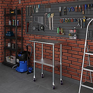 18" X 30" AmGood Stainless Steel Work Table with Wheels | Metal Mobile Table | Food Prep