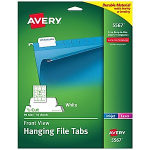 Avery 5567 Hanging File Tabs,Laser/InkJet,1/5 Tabs,8-1/2-Inch x11-Inch,90/PK,WE