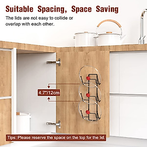 Housolution 2 Pack Pot Lid Organizer for Cabinet Door, No Drilling Adhesive Cabinet Door Pan Lid Organizer Wall Mounted Pot Lid Holder, Pot Lid Storage Organizer Holders for Inside Cabinet, Black