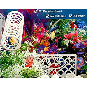 Abizoo Betta Fish Tank Accessories,Betta Bed Tunnel Cave Soft Edges for Delicate Fins, Betta House Shrimp Pleco Hide Resting Tube Siamese Fighting Fish Corner Moss Ledge for Aquarium Betta Hammock