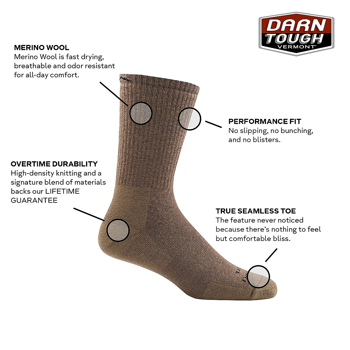 Darn Tough Tactical Boot Extra Cushion Socks (T4033) Unisex – (Black, Medium)