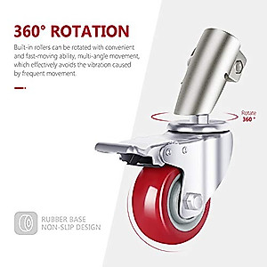 Neewer 6-Pack Professional Swivel Caster Wheel Sets, 75mm Diameter, Durable Metal Construction and Rubber Base, ONLY Compatible with Neewer C Stand for Studio Photography Video Shooting (Silver)