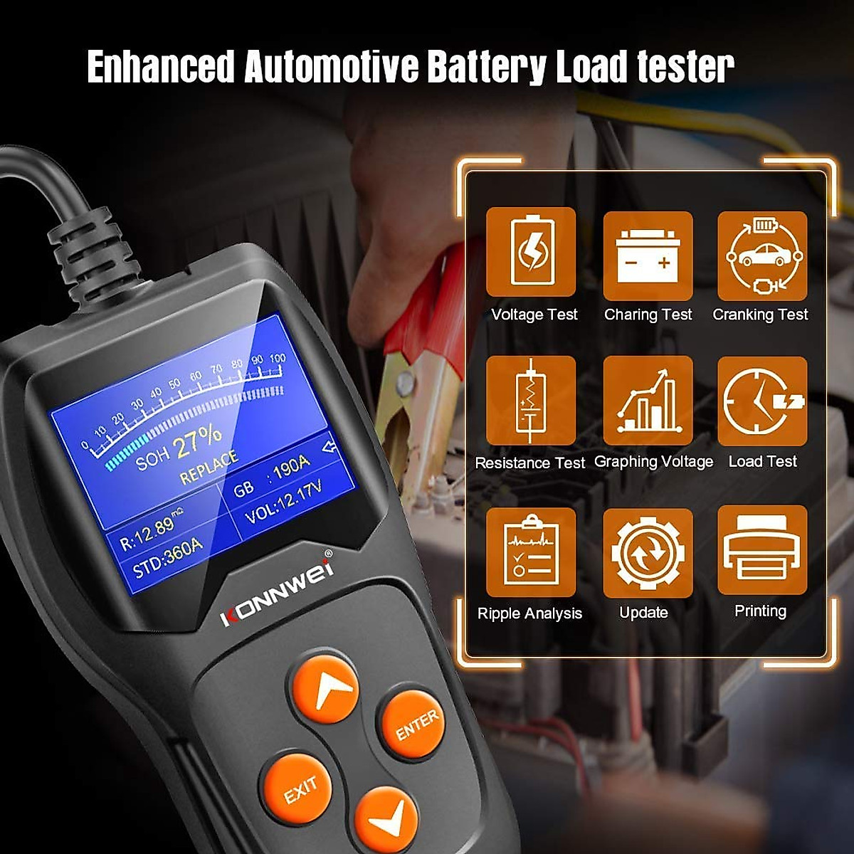 KW600 Battery Tester + KW850 OBD2 Scanner