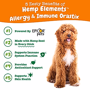 Zesty Paws OraStix for Dogs - Aller-Immune Sticks with Hemp Seed Turmeric EpiCor Pets Fish Oil Supports Immune Function Seasonal Allergies Skin Health Healthy Teeth Gum Blend 25oz