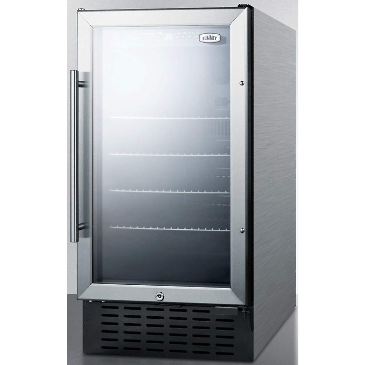 Summit Appliance SCR1841BCSS 18" Wide Undercounter Glass Door All-Refrigerator with Digital Controls, Auto Defrost, Digital Thermostat, Lock, LED Light and Stainless Wrapped Steel Cabinet